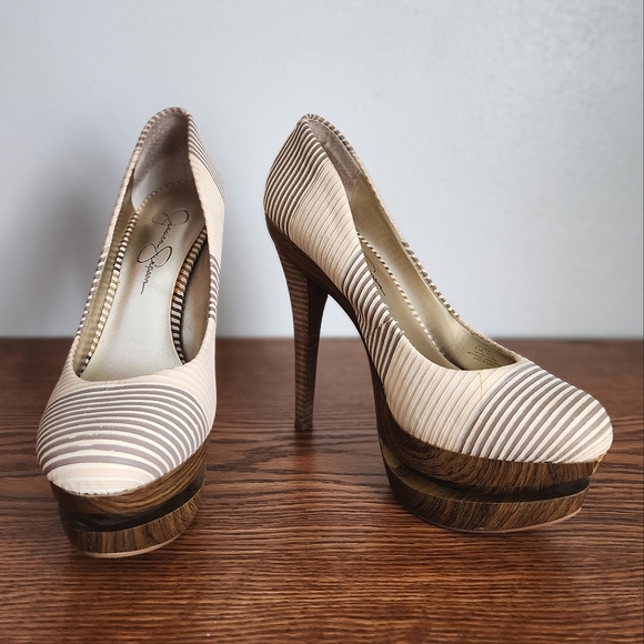 Jessica Simpson | Shoes | Jessica Simpsom Platform Stripe Heel | Poshmark